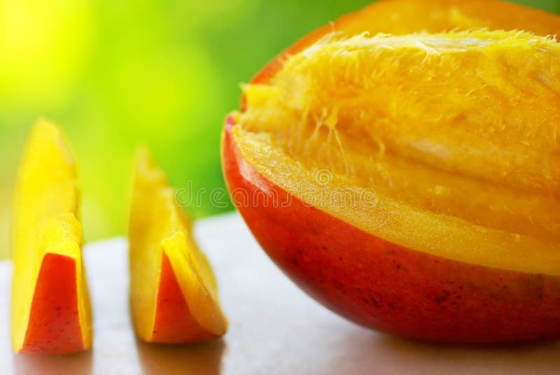 Slice Mango stock image. Image of plate, fresh, flesh - 1465967
