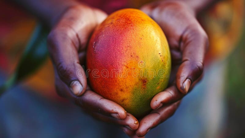 Close up of mango in hands stock image. Image of fresh - 340960027