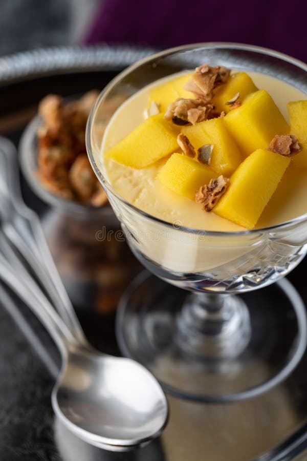 A Close Up of a Mango Mousse Dessert Parfait Ready for Eating. Stock ...