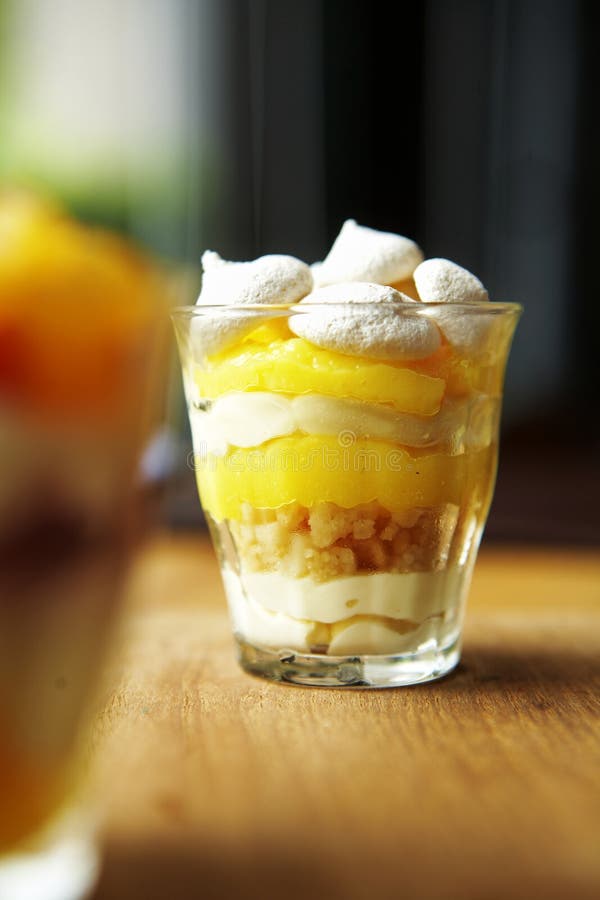 Close Up Mango Pudding and Cream Stock Image - Image of macadamia ...