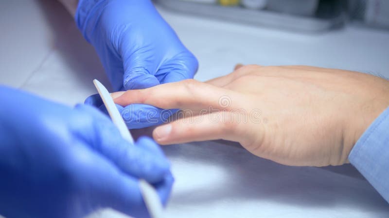 Close-up. Manicure. Debarring Scissors. Manicure Process for Men. Stock ...