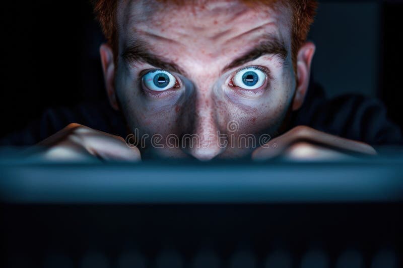 The Late Night Worries of a Screen-Staring Man Stock Illustration ...