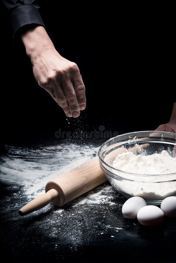 Close Up of Mans Hands Baking Stock Photo - Image of hands, contrast ...