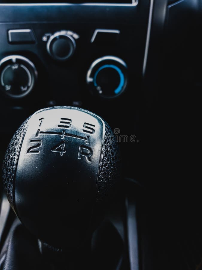 Close Up Manual Gear Stick 5 Speed and Reverse Position. Stock Image ...