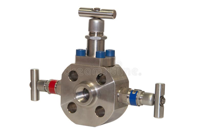 Close Up Manual Valve or Needle Valve of High Pressure Process on White ...