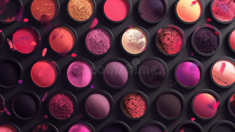 A Close Up of Many Different Colored Eyeshadow Palettes Stock Image ...