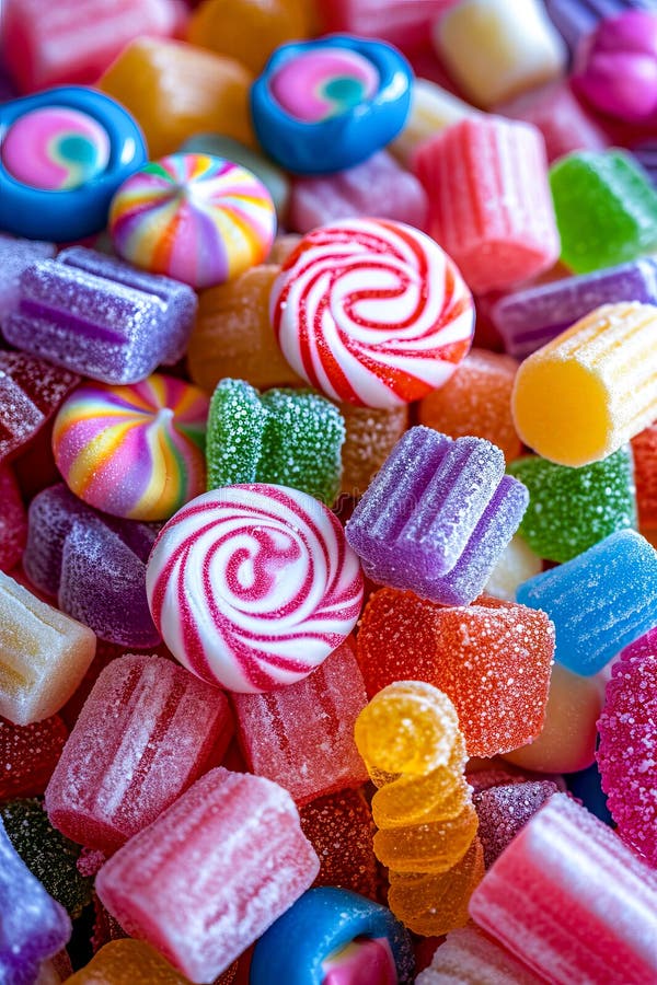 Close Up of Many Different Colored and Flavored Candy. Generative AI ...