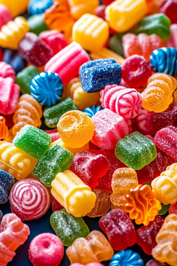 Close Up of Many Different Colored and Flavored Candy in Pile ...