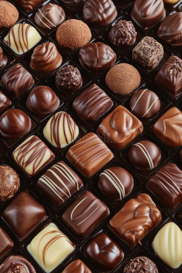 Close Up of Many Different Types of Chocolates Stock Image - Image of ...