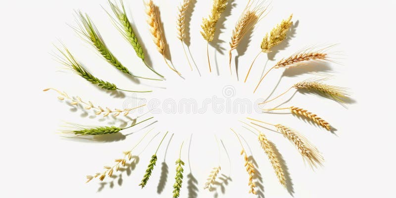 A Close Up of Many Different Types of Wheat. the Wheat is Arranged in a ...