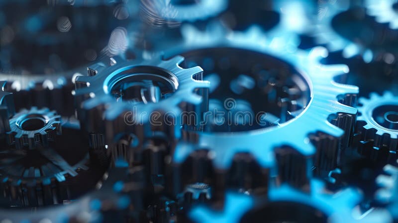 A Close Up of Many Gears in Blue Stock Photo - Image of gears, auto ...