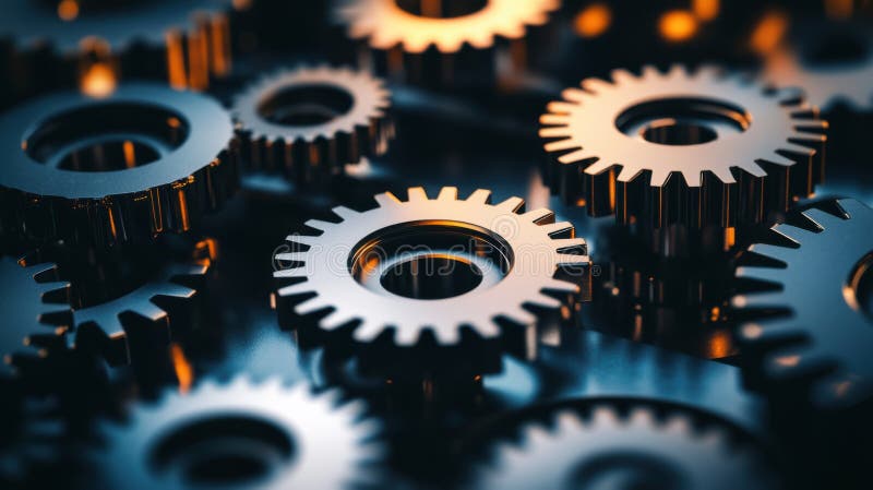 A Close Up of Many Gears with a Metallic Look Stock Illustration ...