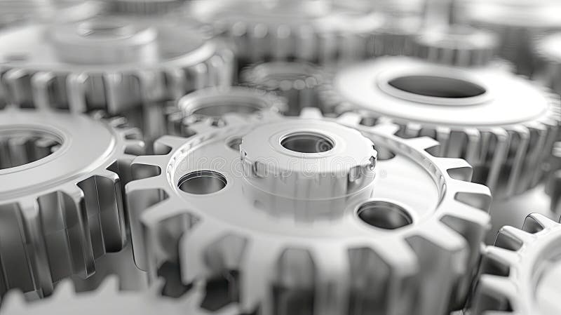 A Close Up of Many Gears with a Silver Color Stock Photo - Image of ...