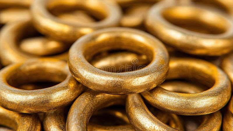 Close-up of Many Golden Rings Stock Illustration - Illustration of ...