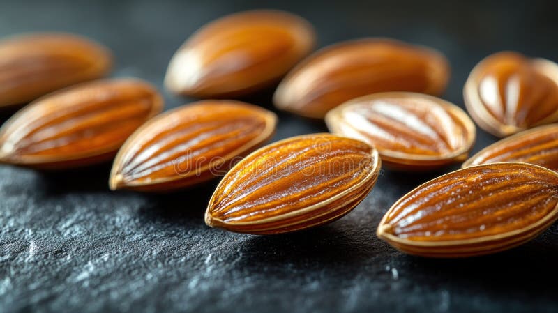 Close-up of Many Golden Seeds on Dark Surface Stock Illustration ...