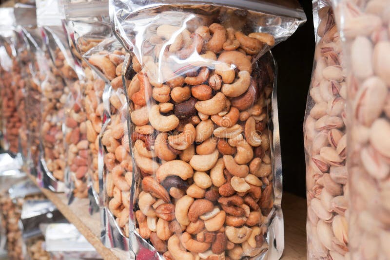Close Up of Many Mixed Nuts in a Packet Stock Image - Image of ...