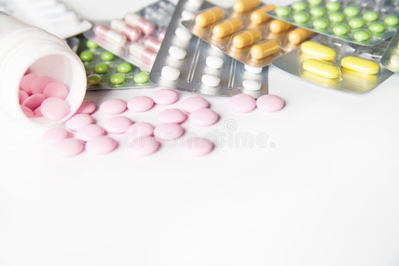 Close-up of Many Pills on Table Stock Photo - Image of medicament ...