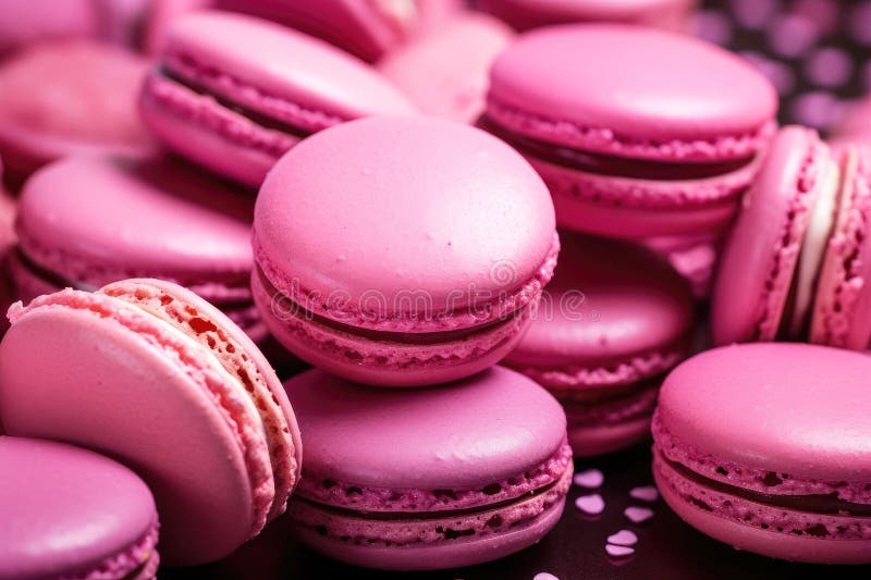 Close Up of Many Pink Macarons Stock Image - Image of flavor, cake ...