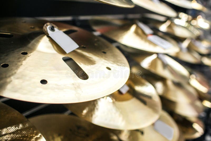 Close Up of Many Splash Cymbal. they Stand One upon Another. Stock ...