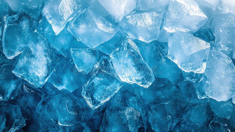 Close-up of Many Translucent Blue Ice Cubes. (1 Stock Illustration ...