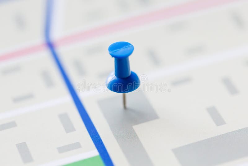 Close Up of Map or City Plan with Pin Stock Photo - Image of guide ...