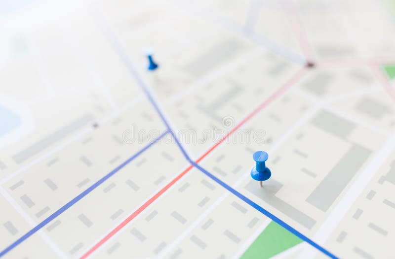 Close Up of Map or City Plan with Pin Stock Photo - Image of pattern ...