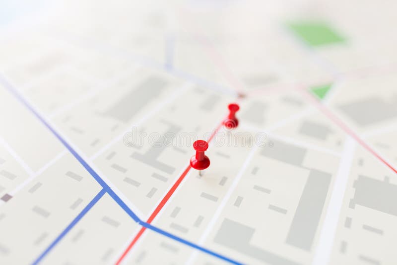 Close Up of Map or City Plan with Pin Stock Photo - Image of plan ...