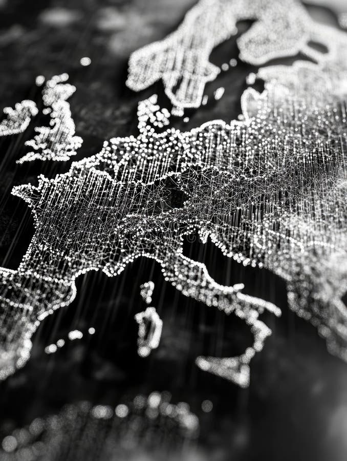 Close Up of a Map of Europe with a Lot of Dots Stock Photo - Image of ...