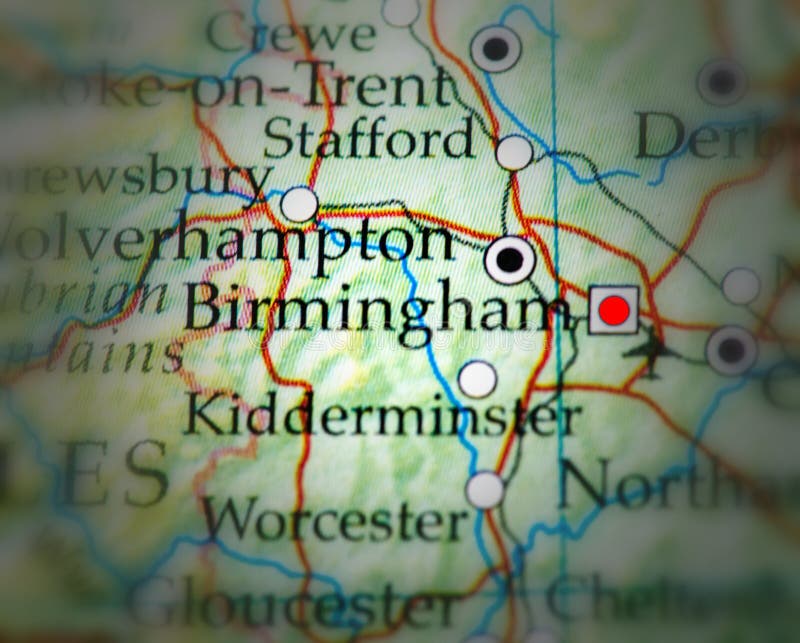 Birmingham on the map stock image. Image of highlighting - 333980765