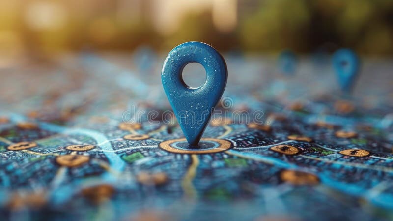 Close Up of Map with Pin stock image. Image of searching - 311866429