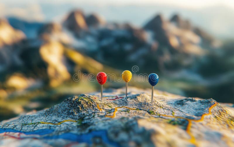 A Close Up of a Map with Pins on it Stock Photo - Image of ...