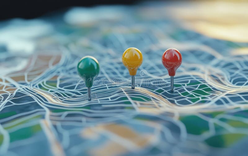 A Close Up of a Map with Pins on it Stock Image - Image of asia ...