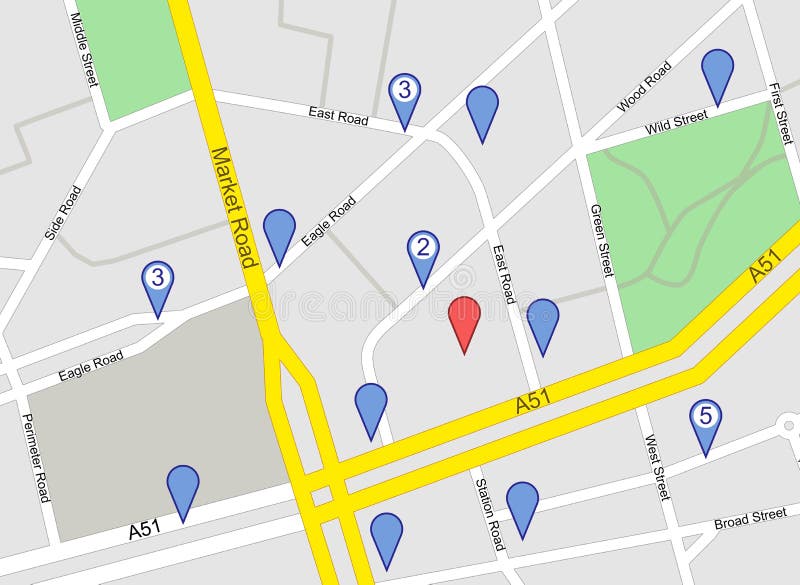 Close-up of Map on Screen stock illustration. Illustration of ...