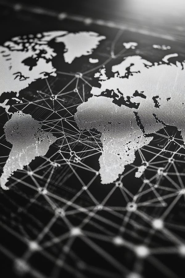 Close Up of a Map of the World with a Lot of Lines Connecting it Stock ...