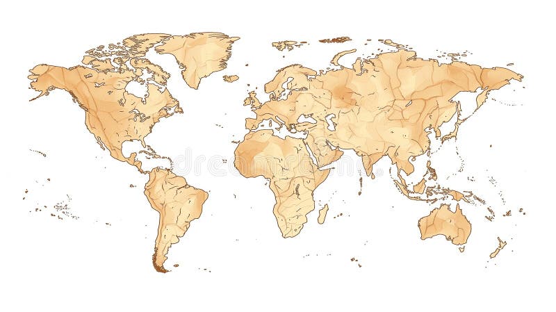 A Close Up of a Map of the World with a White Background Stock ...