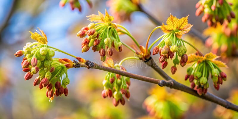 Close Up of Maple Tree Buds in Spring Generative AI Stock Illustration ...