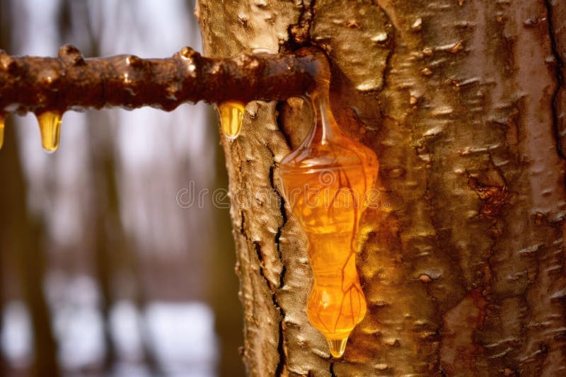 Close-up of Maple Tree Tap with Dripping Sap Stock Illustration ...
