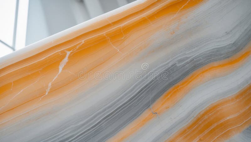 A Close Up of a Marble Slab with Orange and Grey Colors Stock Image ...