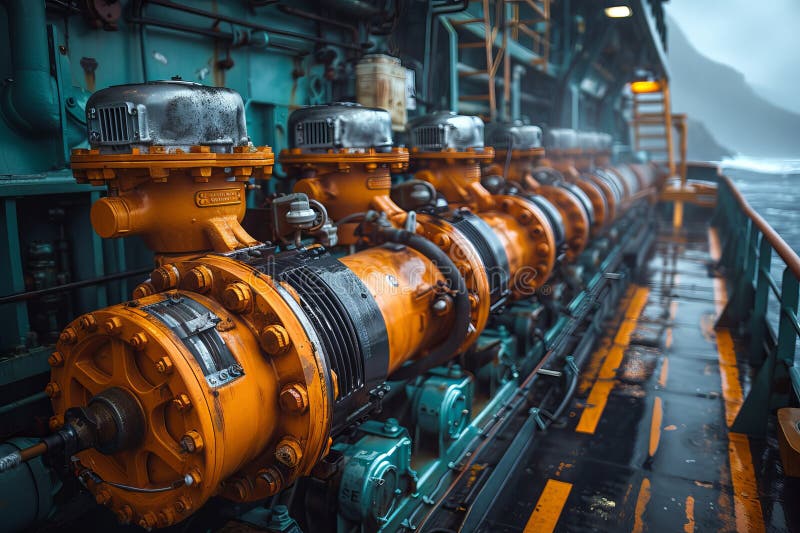 Close Up of a Marine Diesel Engine Ship Equipment and Construction in ...