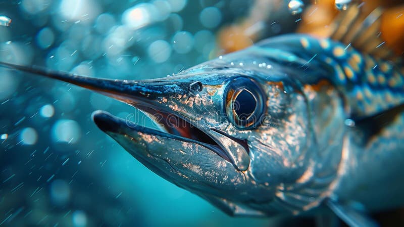 Close-up of a Marlin Fish - Generative Ai Stock Illustration ...