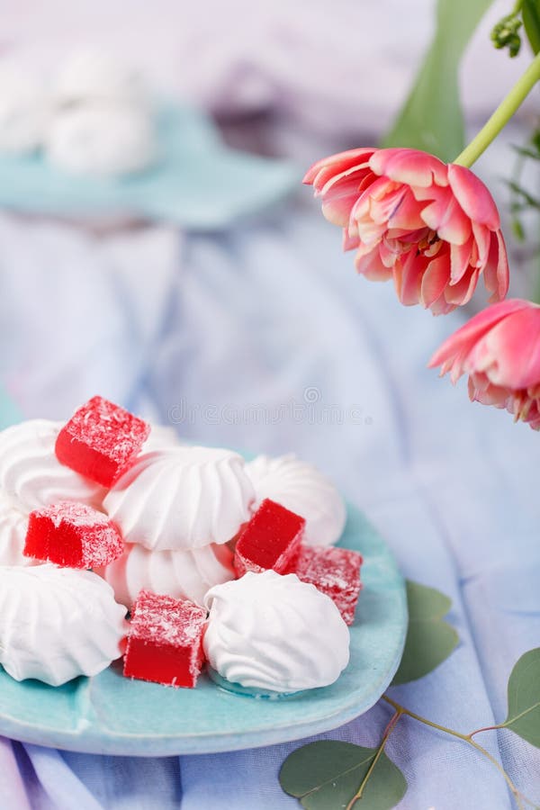 Close-up of Marshmallows and Red Marmalade Stock Image - Image of color ...