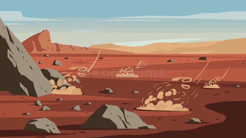 Close-up of Martian Surface with Red Soil, Rocks, and Dust Devils ...