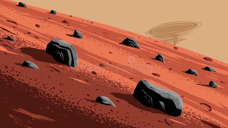 Close-up of Martian Surface with Red Soil, Rocks, and Dust Devils ...