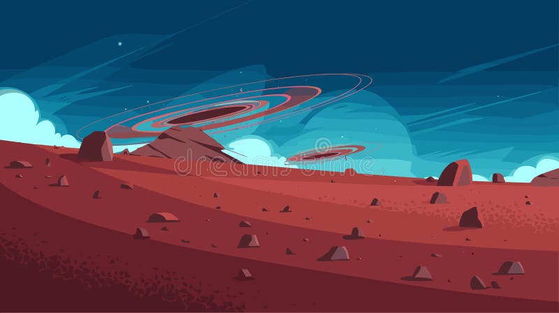 Close-up of Martian Surface with Red Soil, Rocks, and Dust Devils ...