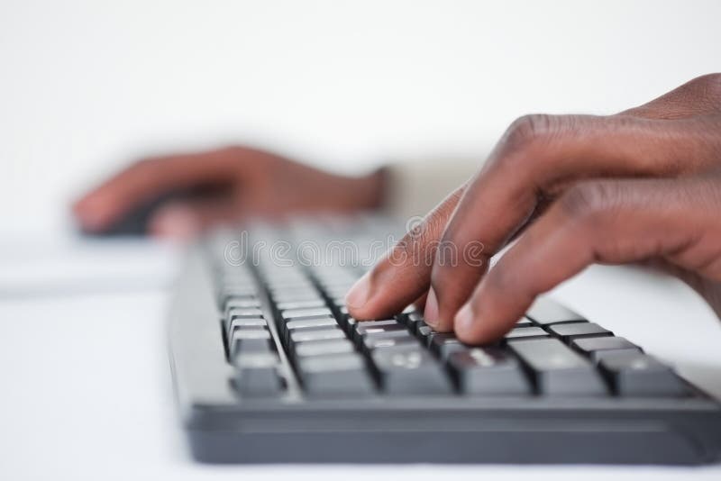 Close Up of a Masculine Hand Using a Keyboard Stock Photo - Image of ...