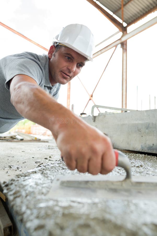 Close Up Mason Using Trowel Stock Photo - Image of grey, mixture: 174007438