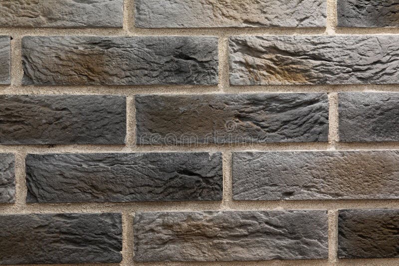 Close-up of Masonry Wall with Ceramic Cladding Brick Dark Gray-brown ...