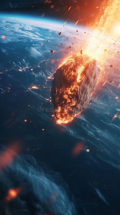 Close-Up of a Massive Comet Landing on the Earth S Surface Stock ...