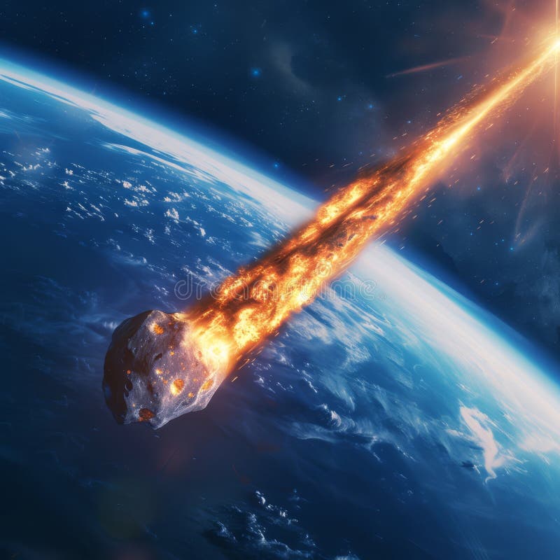 Close-Up of a Massive Comet Landing on the Earth S Surface Stock ...