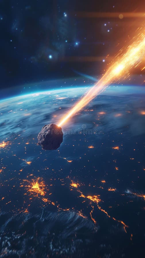 Close-Up of a Massive Comet Landing on the Earth S Surface Stock ...